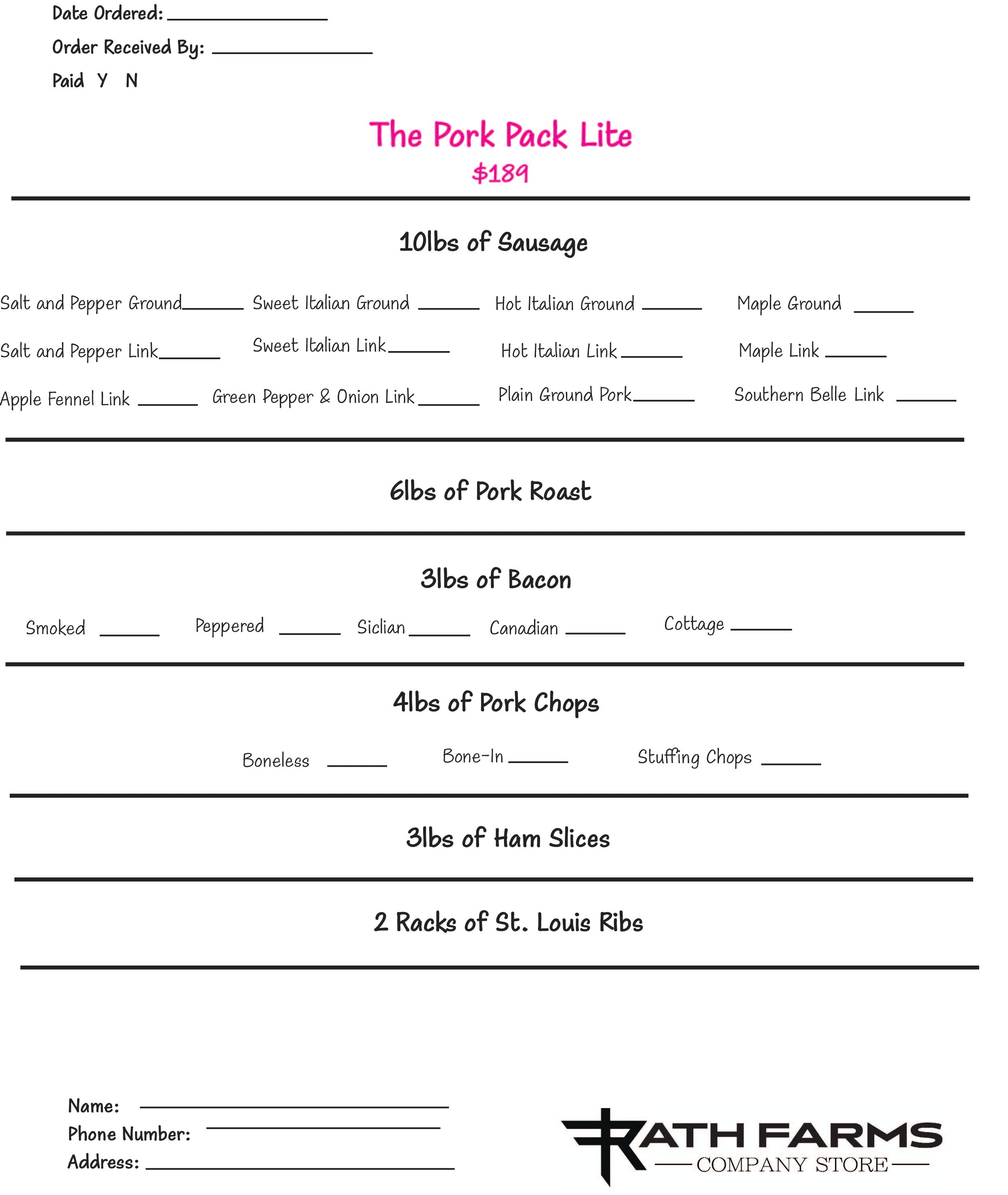 The Pork Pack Lite – Rath Farms Meats